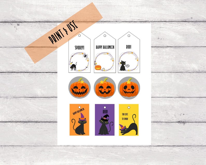 Printable Halloween Gift Tags, Printable Favor Tags, Halloween Tags ...