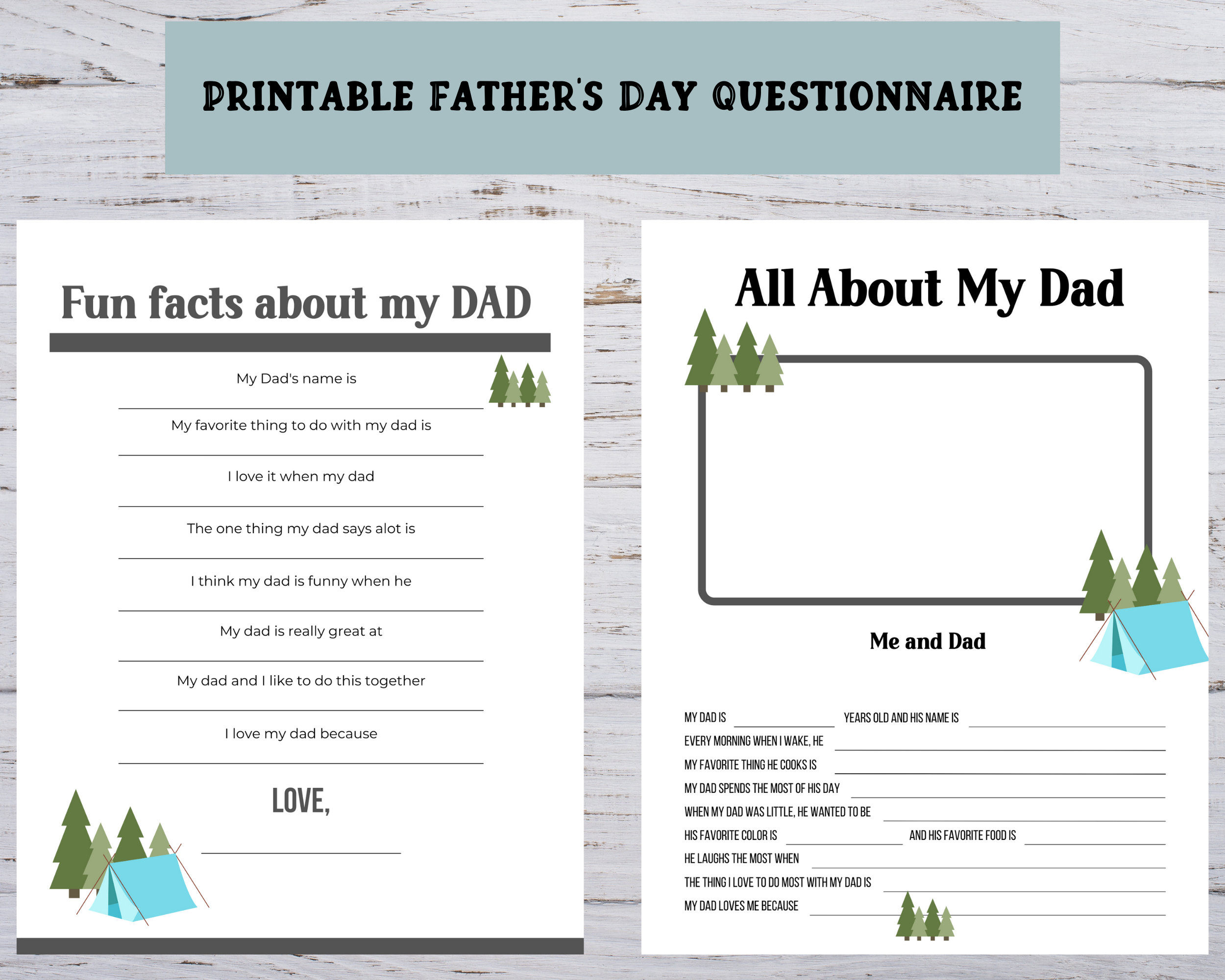 Printable Fathers Day All About Dad Questionnaire, Fathers Day Gift ...