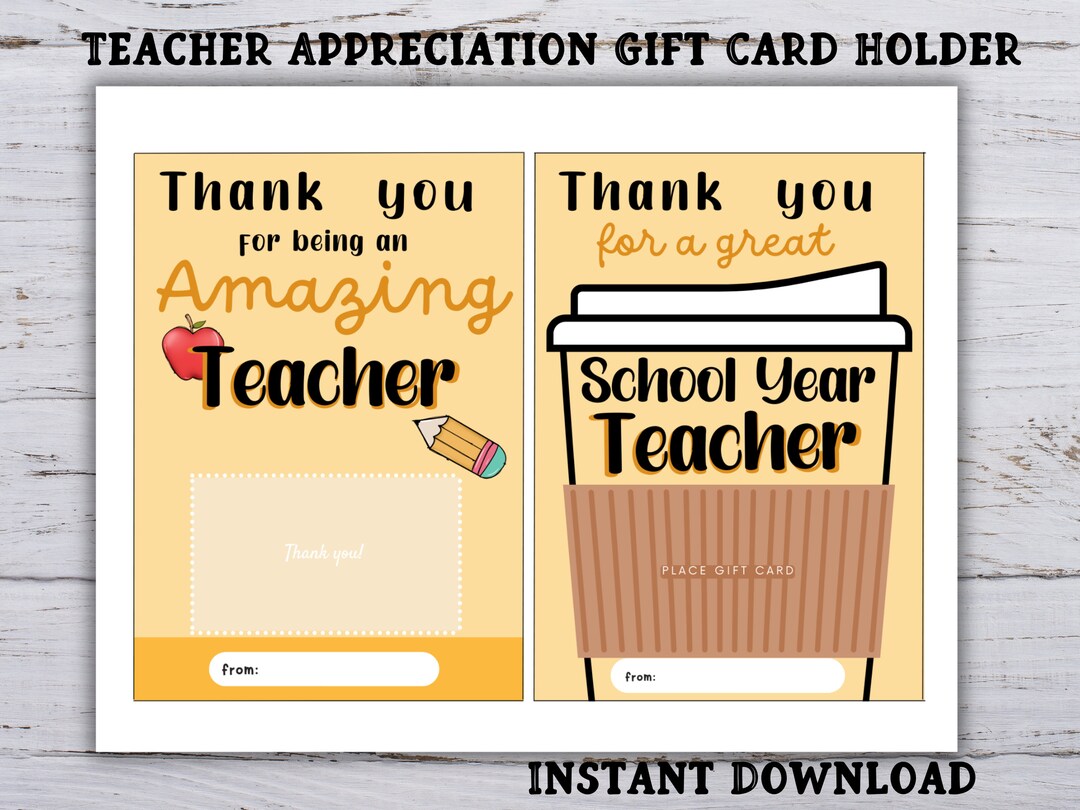 Teacher Appreciation Gift Card Holder Teacher Thank You Gift - Etsy
