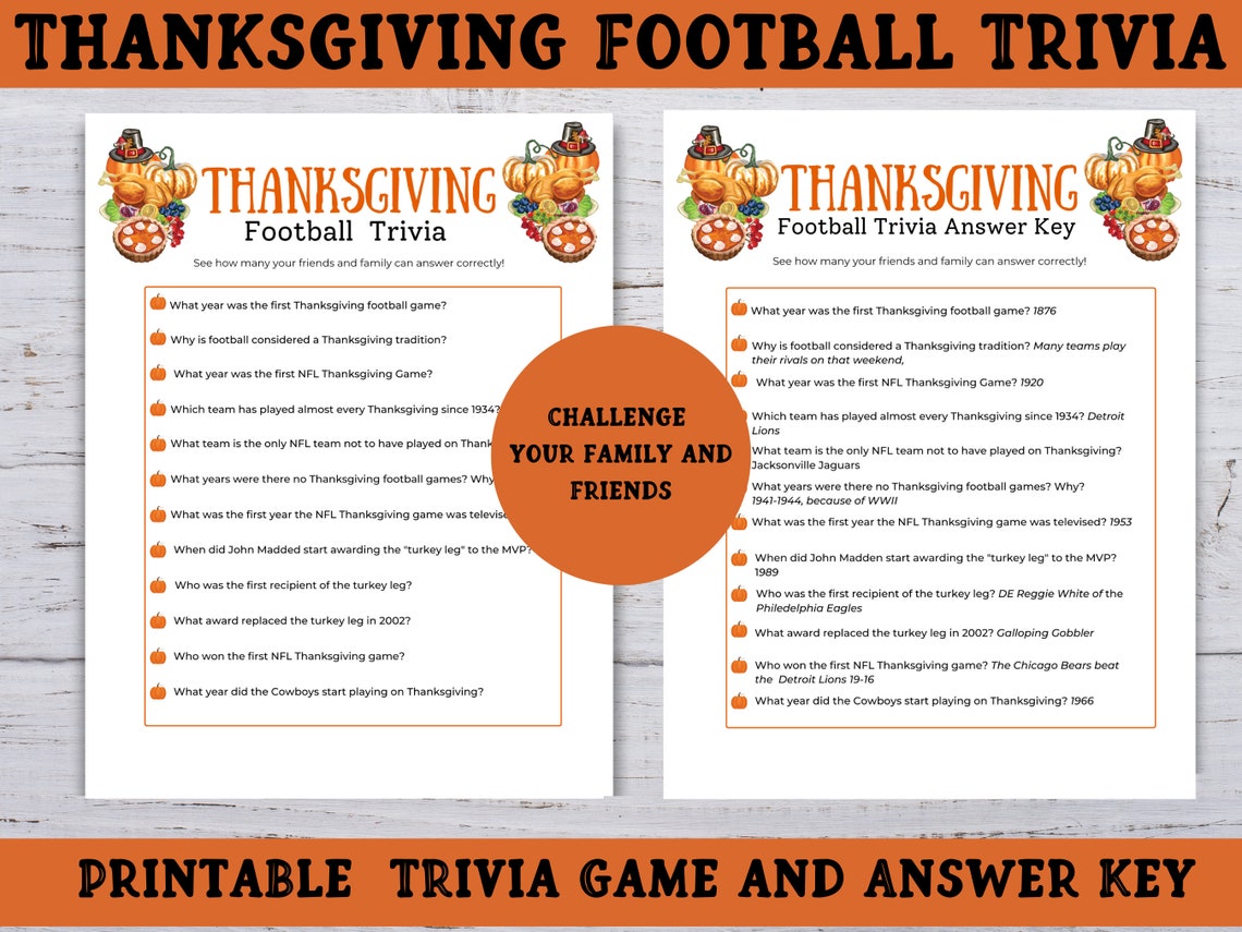 Thanksgiving Food Trivia Game, Thanksgiving Party Trivia Game ...