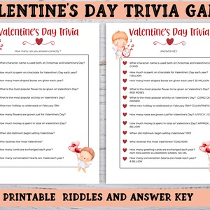 Valentine's Day Trivia Game, Printable Valentine's Day Game, Trivia ...