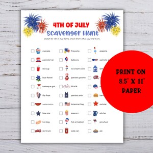 4th of July Scavenger Hunt, Independence Day Treasure Hunt, Patriotic ...