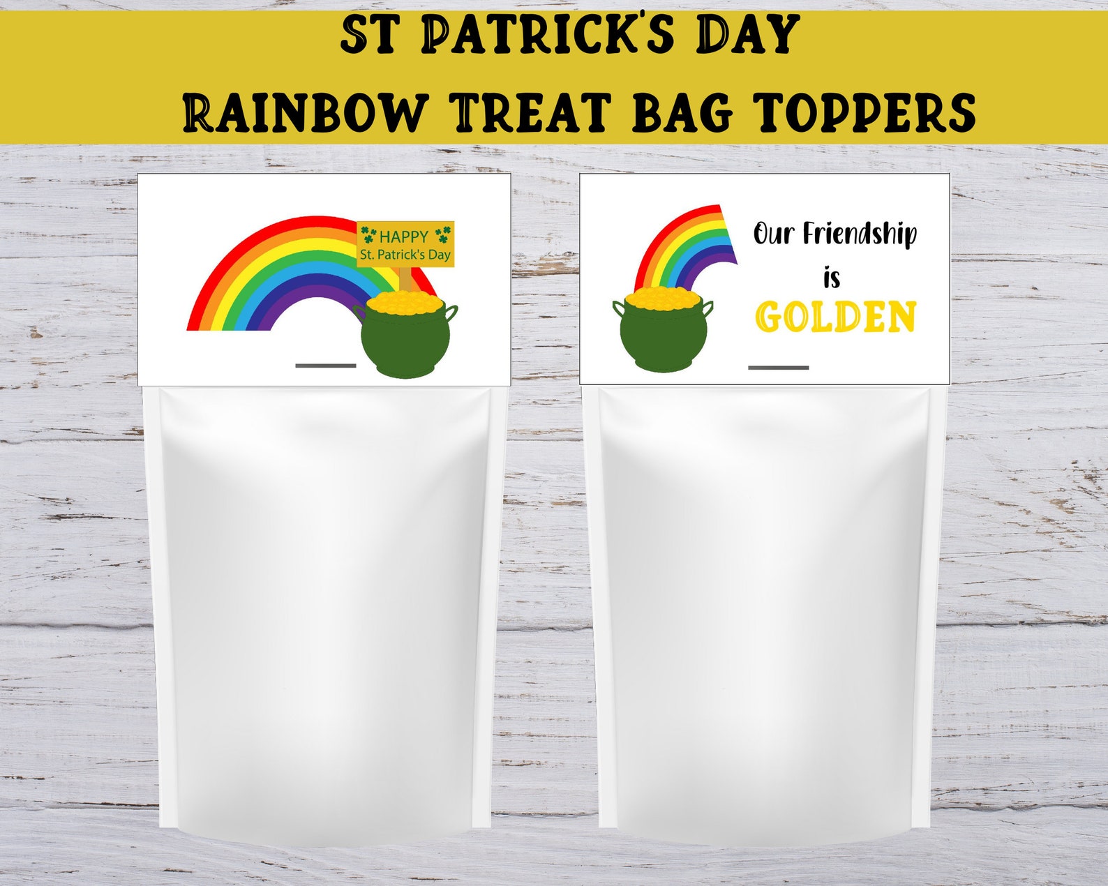 St Patricks Day Rainbow Treat Bag Toppers. Printable Party Favors ...