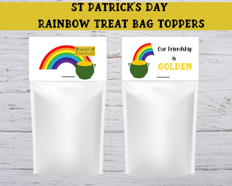 St Patricks Day Rainbow Treat Bag Toppers. Printable Party Favors ...