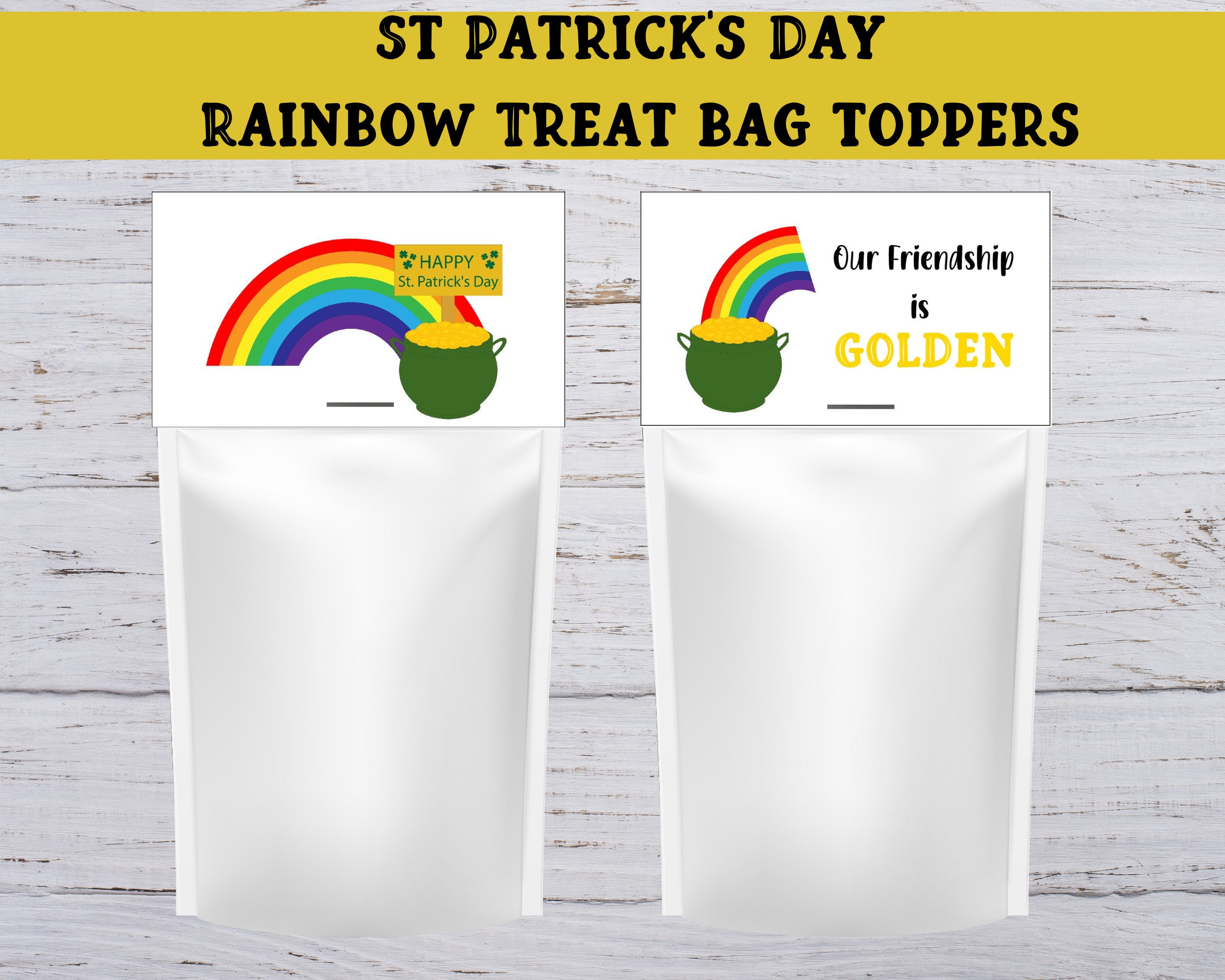 St Patricks Day Rainbow Treat Bag Toppers. Printable Party Favors ...