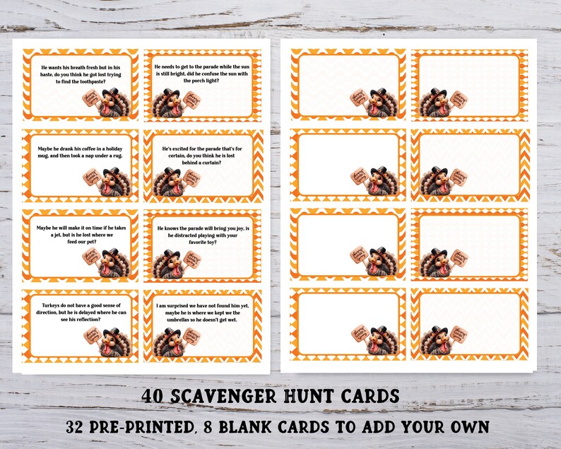 Thanksgiving Turkey Treasure Hunt for Kids, Family Scavenger Hunt Game ...