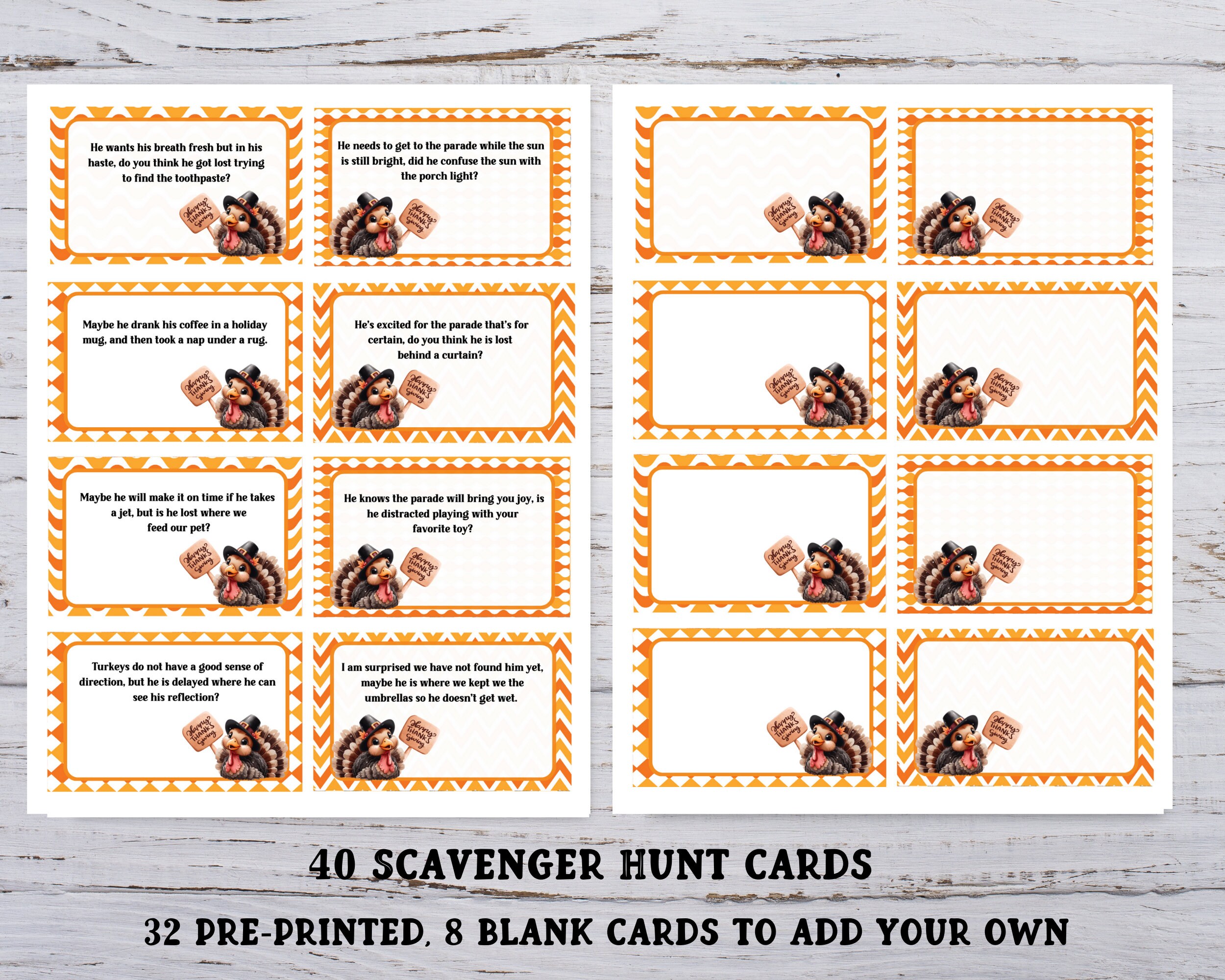 Thanksgiving Turkey Treasure Hunt for Kids, Family Scavenger Hunt Game ...