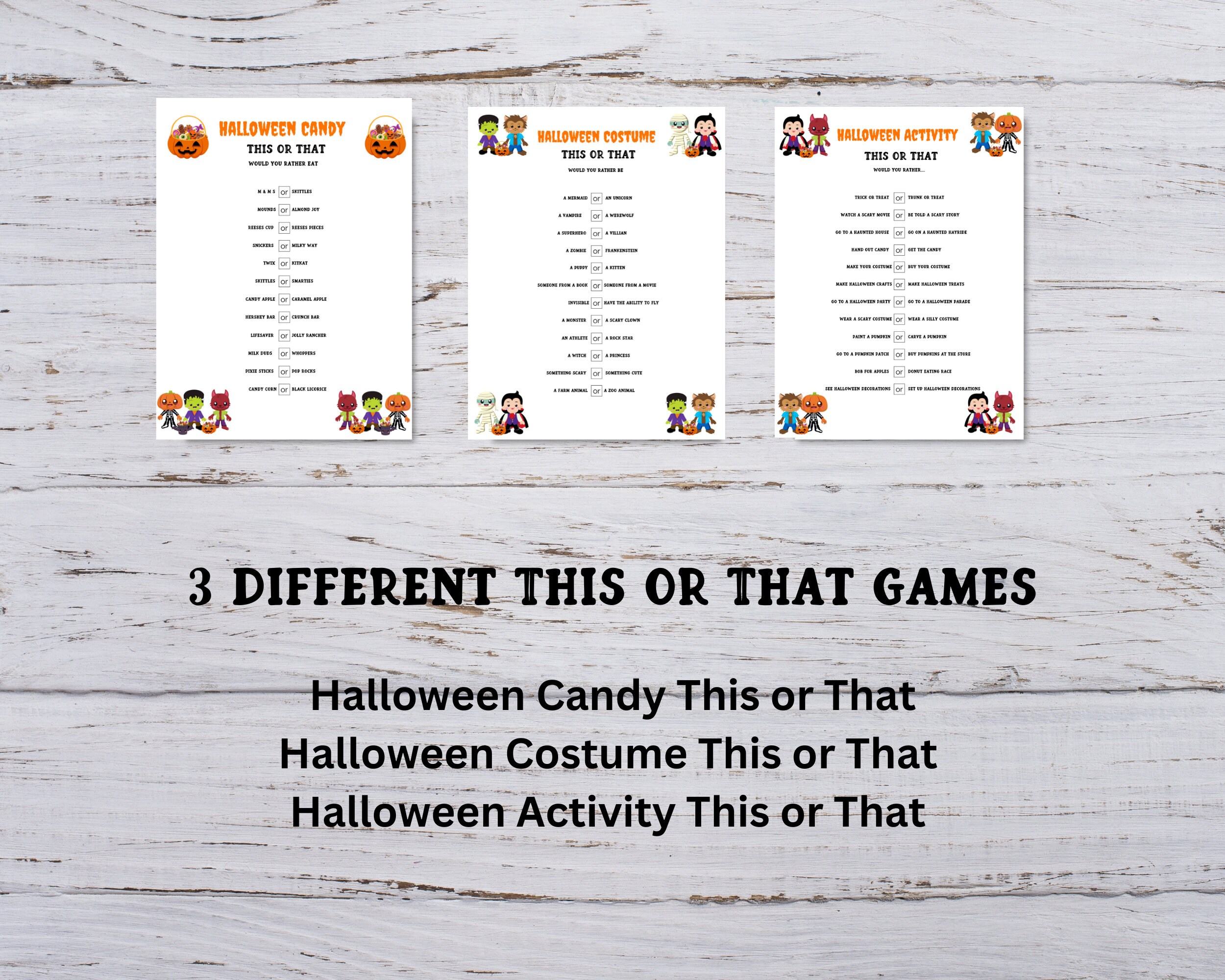 Halloween Would You Rather Game for Kids, Printable Party Game ...