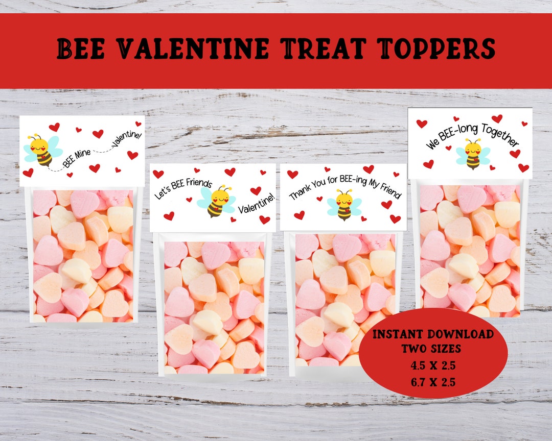 Printable Treat Bag Topper, Valentine's Day Party Bag Topper, Valentine ...