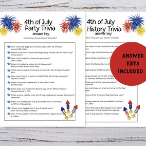 4th of July Trivia, Independence Day Party Games, Printable Patriotic ...