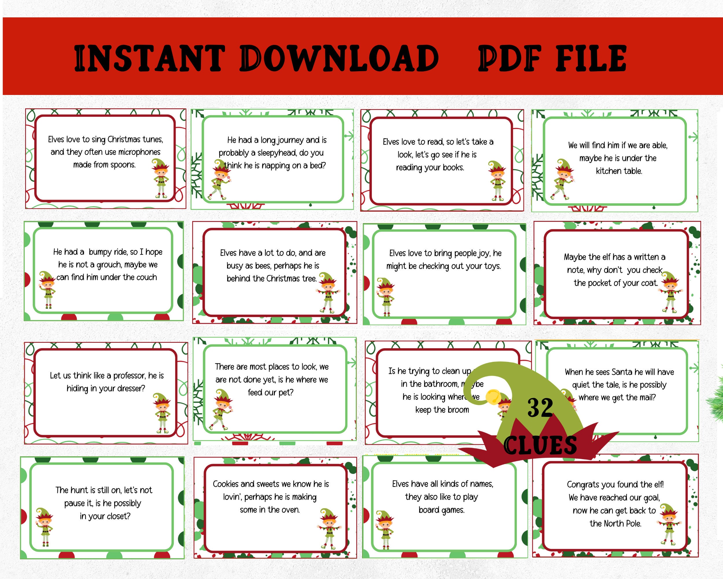 Indoor Christmas Scavenger Hunt, Christmas Treasure Hunt, Find the Elf ...