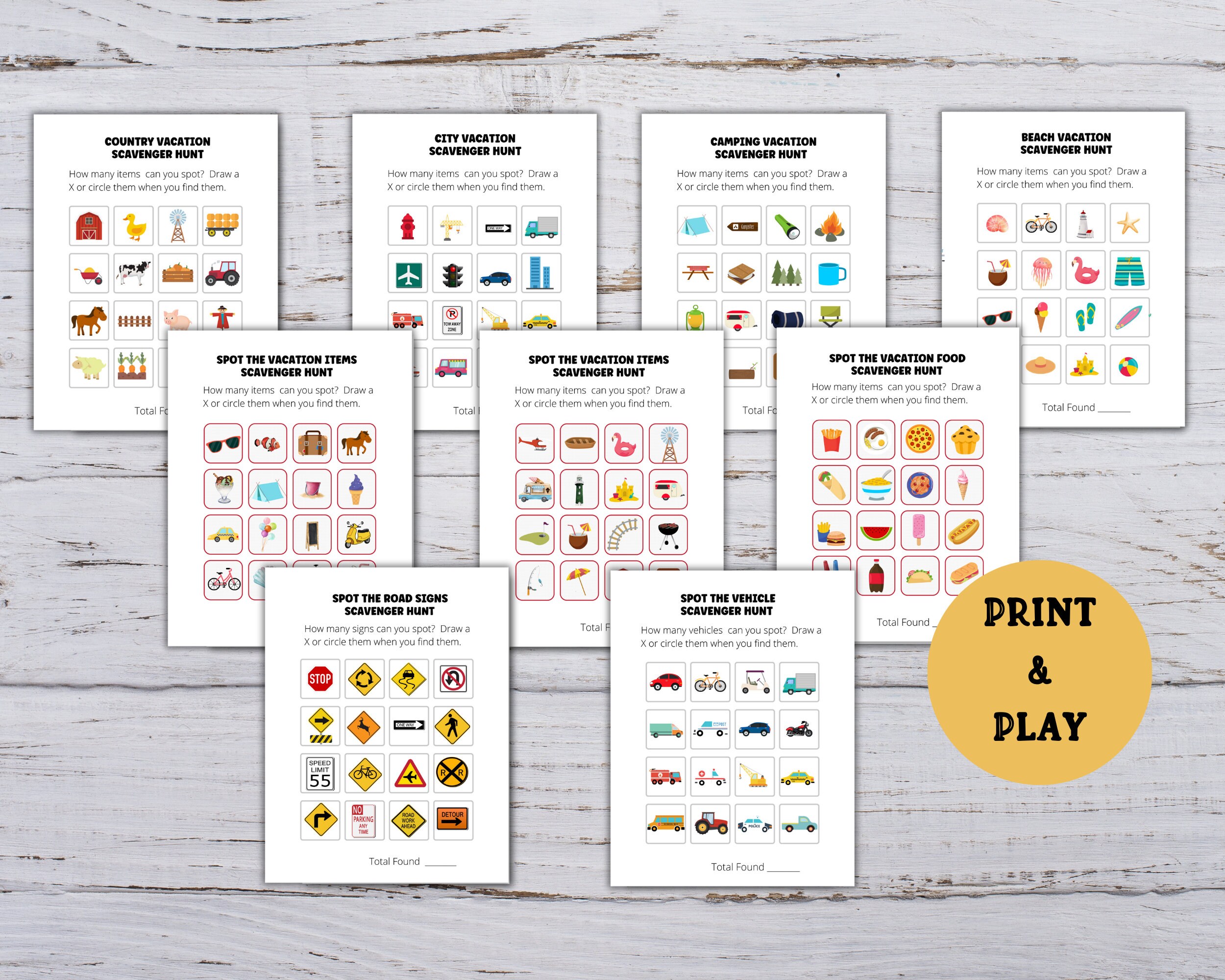 Printable Road Trip Vacation Scavenger Hunt Bundle, Travel Games ...