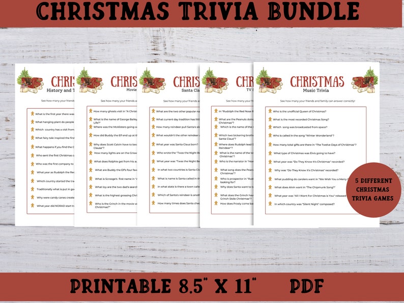 Christmas Trivia Party Game Bundle, Printable Christmas Trivia Games ...