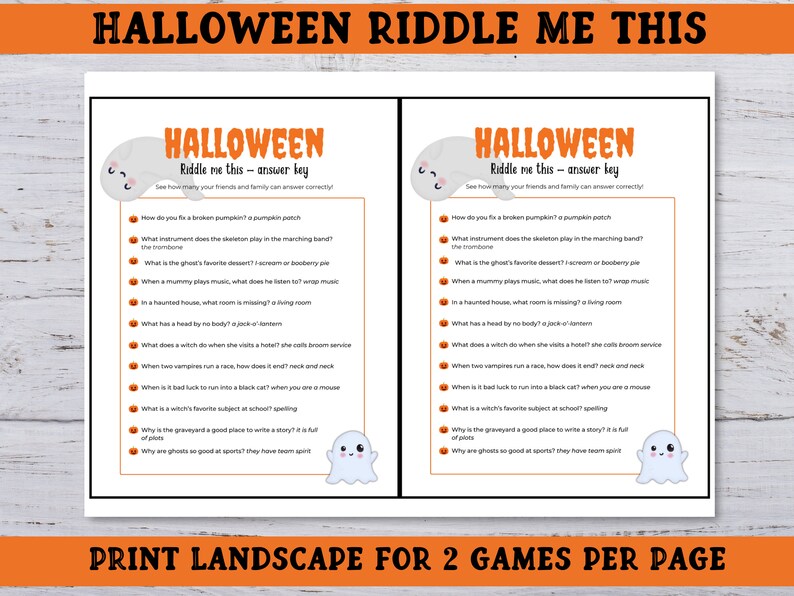Halloween Riddle Me This Game, Party Game for Kids, Halloween Questions ...