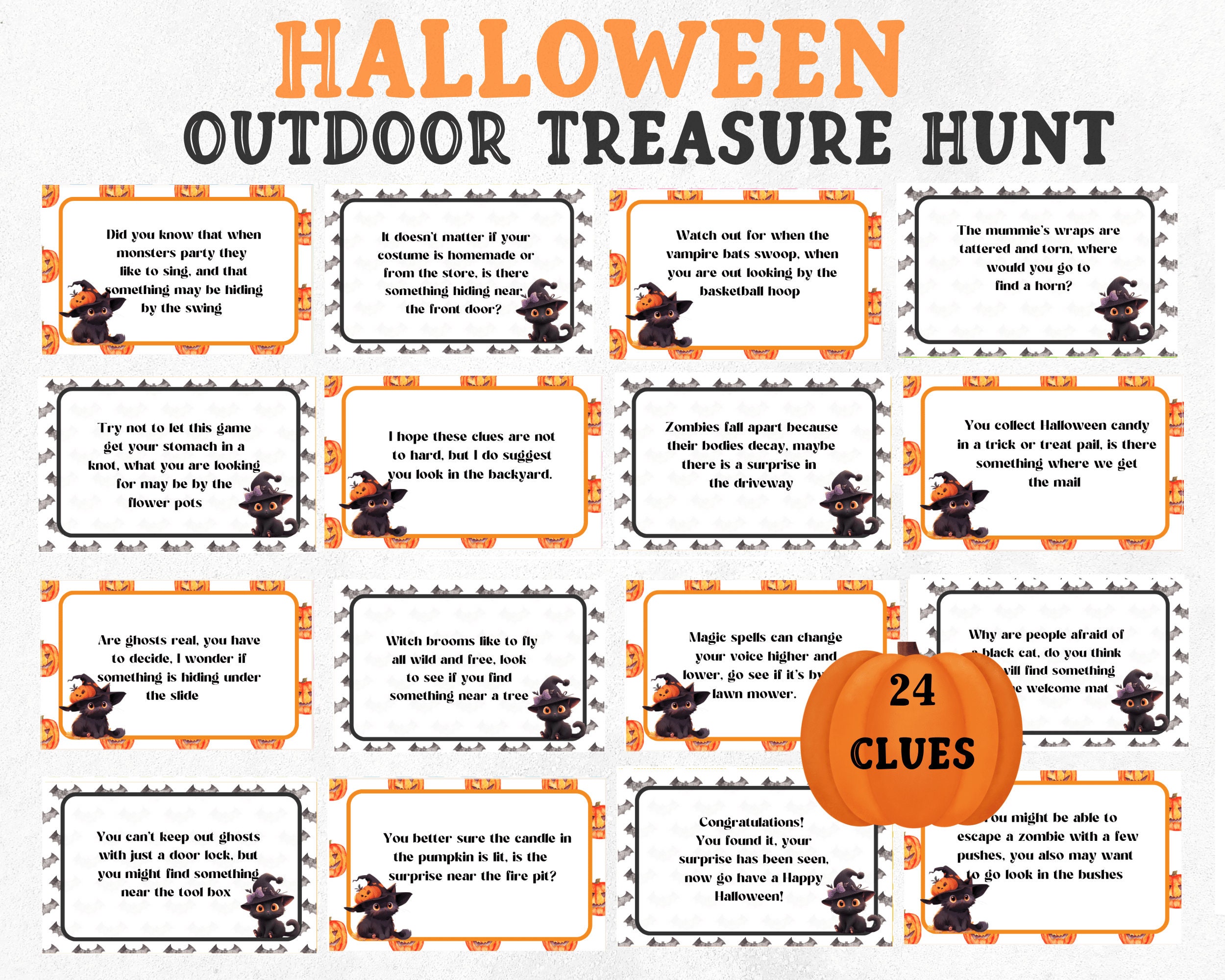 Halloween Outdoor Treasure Hunt, Halloween Scavenger Hunt, Printable ...