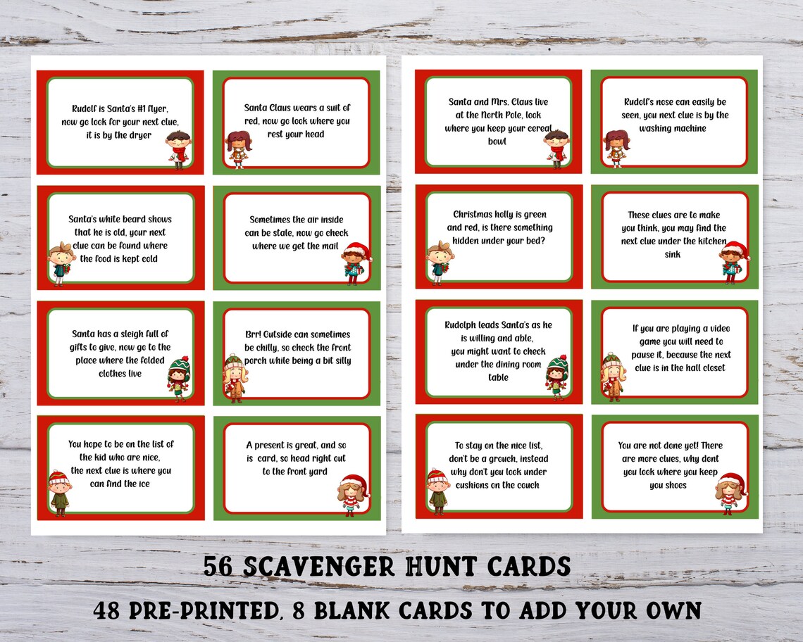 Printable Indoor Christmas Scavenger Hunt Christmas Treasure - Etsy