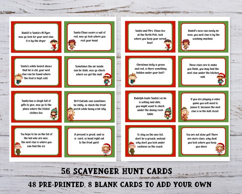 Printable Indoor Christmas Scavenger Hunt Christmas Treasure - Etsy