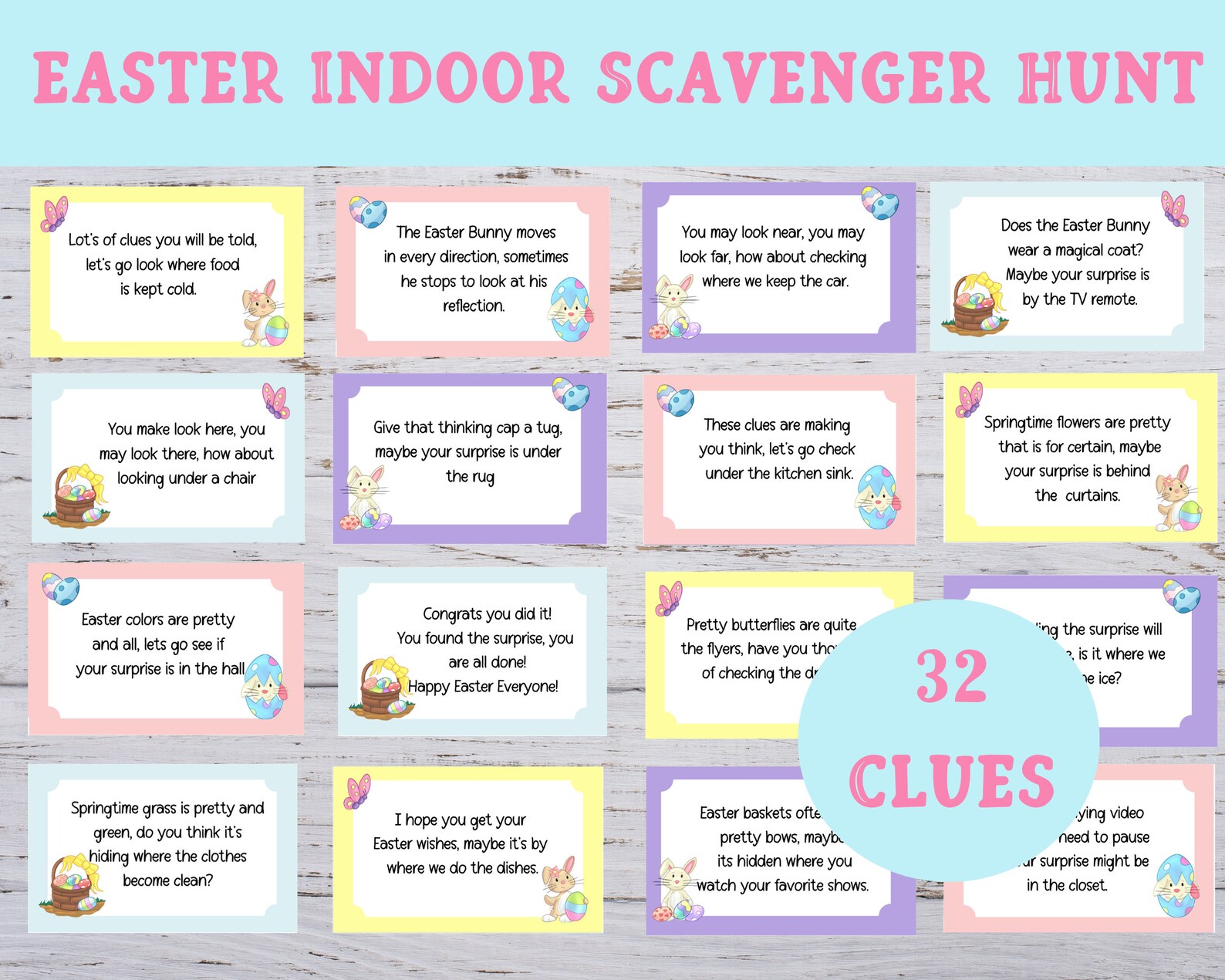 Easter Indoor Scavenger Hunt, Easter Treasure Hunt for Kids, Printable ...