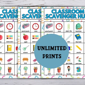 Printable Classroom Scavenger Hunt, Back to School Game for Students ...