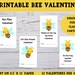 Printable Bee Classroom Valentine's Day Cards, Printable Valentines for ...