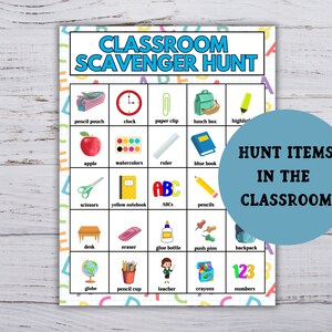 Printable Classroom Scavenger Hunt, Back to School Game for Students ...