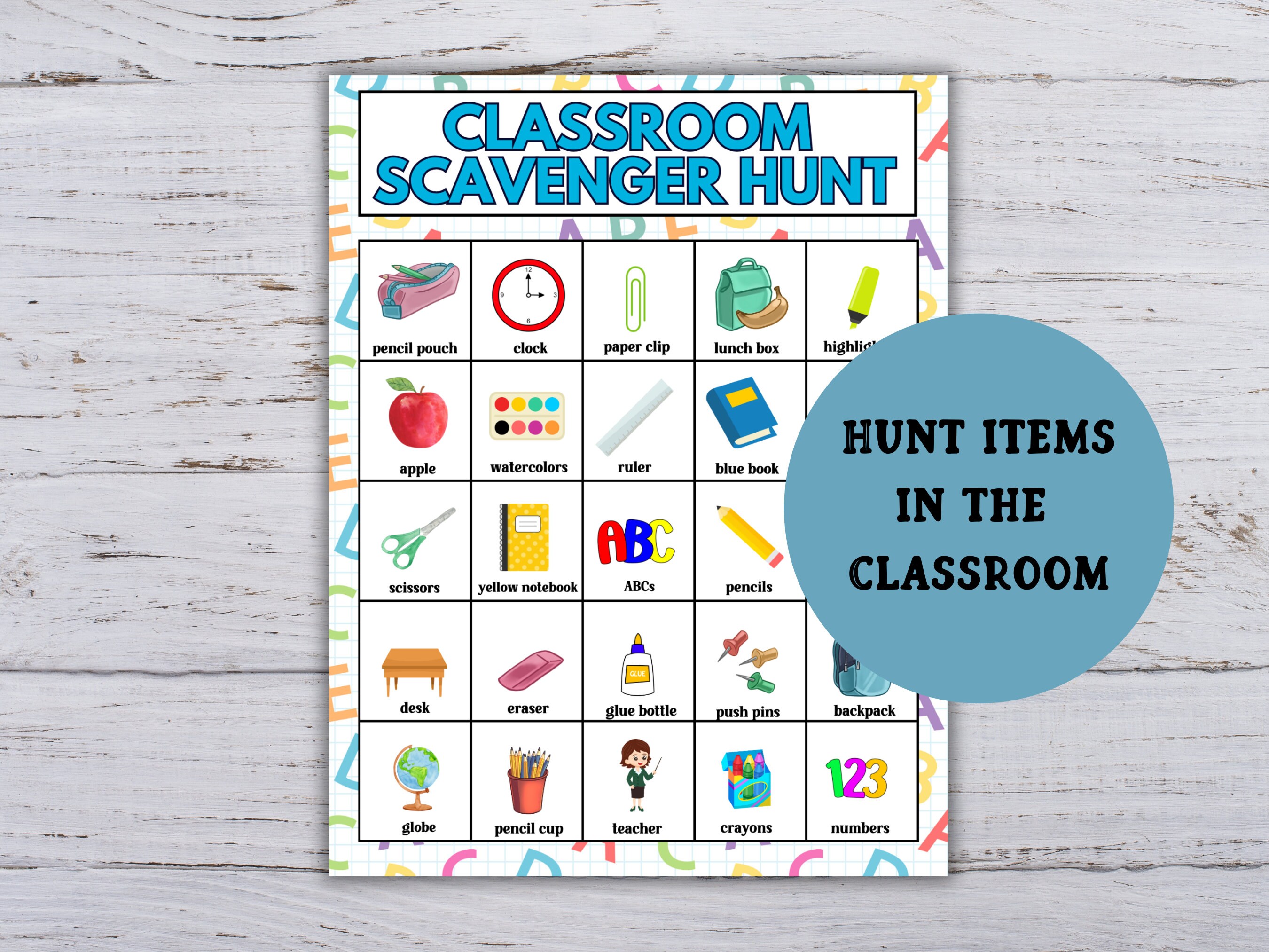Printable Classroom Scavenger Hunt, Back to School Game for Students ...