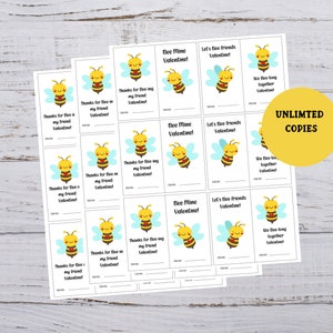Printable Bee Classroom Valentine's Day Cards | Etsy