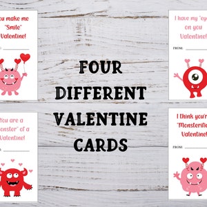 Printable Monster Classroom Valentine Cards, Monster Valentines for ...