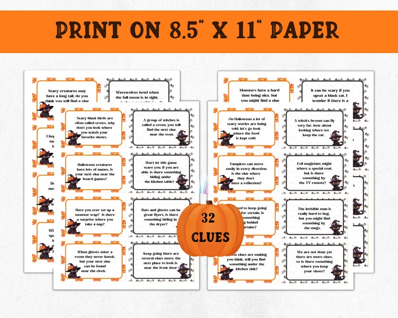 Halloween Indoor Treasure Hunt, Printable Scavenger Hunt, Treasure Hunt ...