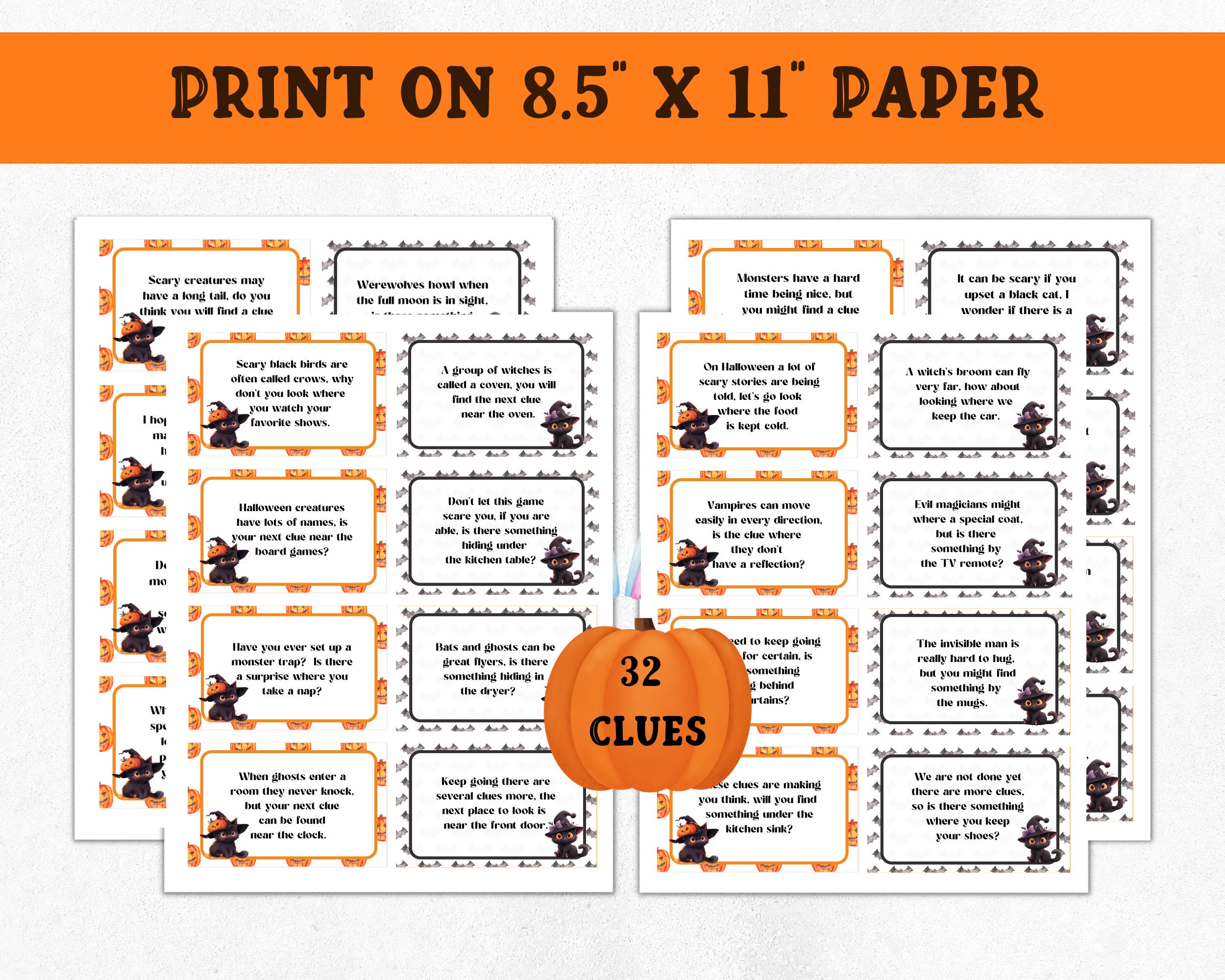 Halloween Indoor Treasure Hunt, Printable Scavenger Hunt, Treasure Hunt ...