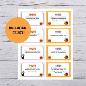 Halloween Printable Truth or Scare Party Game, Halloween Party Game for ...