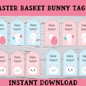 Printable Easter Basket Tags, Easter Favor Tags, Kids Easter Basket ...
