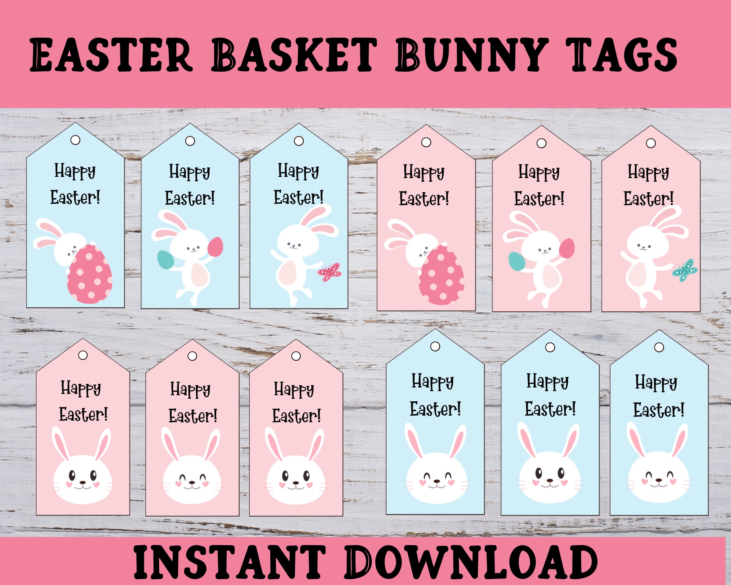 Printable Easter Basket Tags, Easter Favor Tags, Kids Easter Basket ...