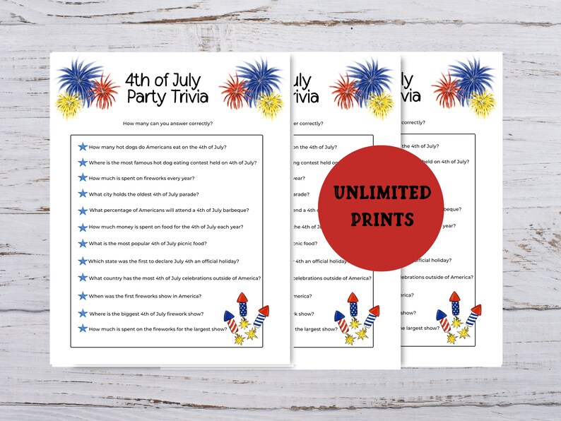 4th of July Trivia, Independence Day Party Games, Printable Patriotic ...