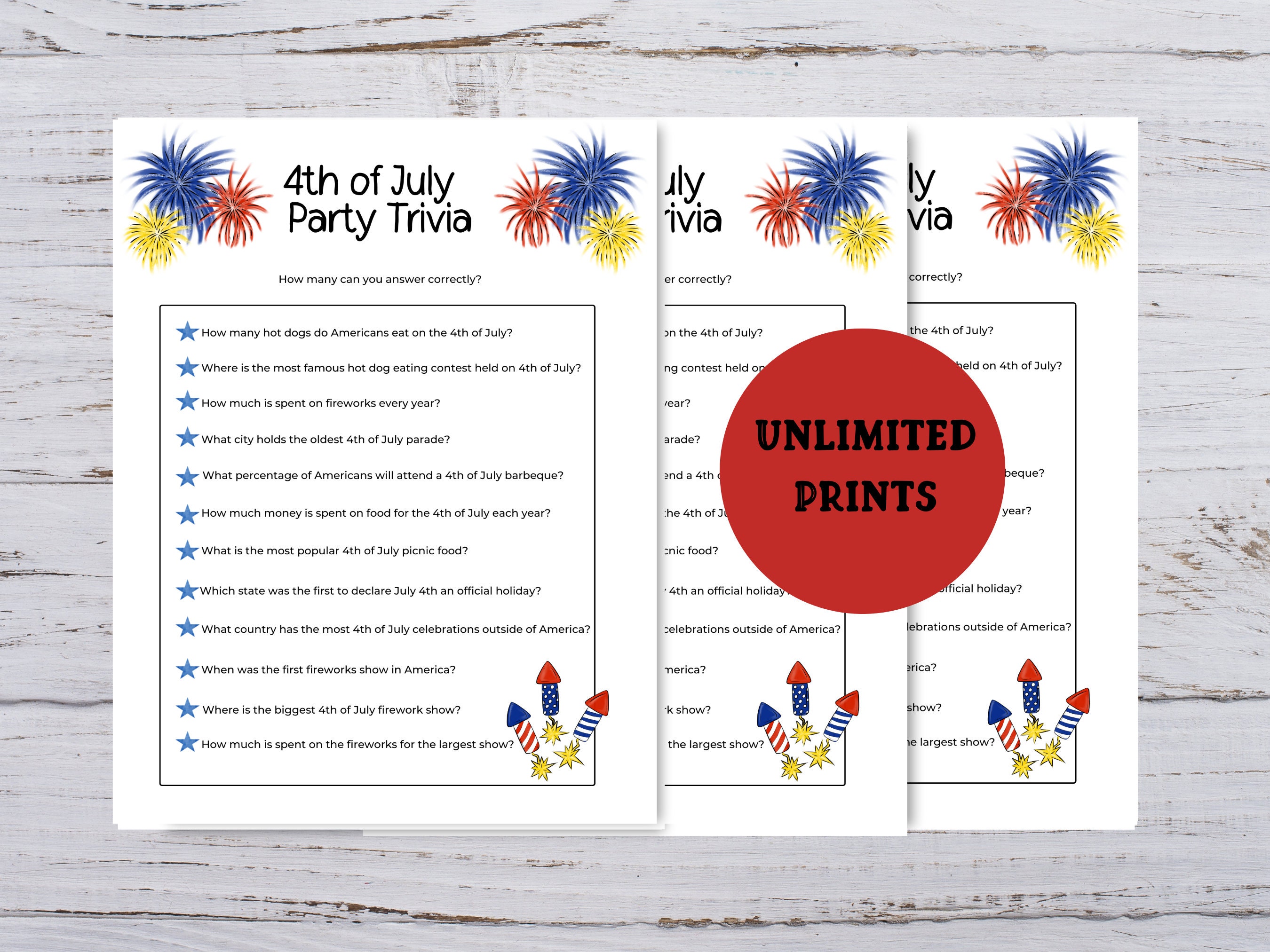 4th of July Trivia, Independence Day Party Games, Printable Patriotic ...