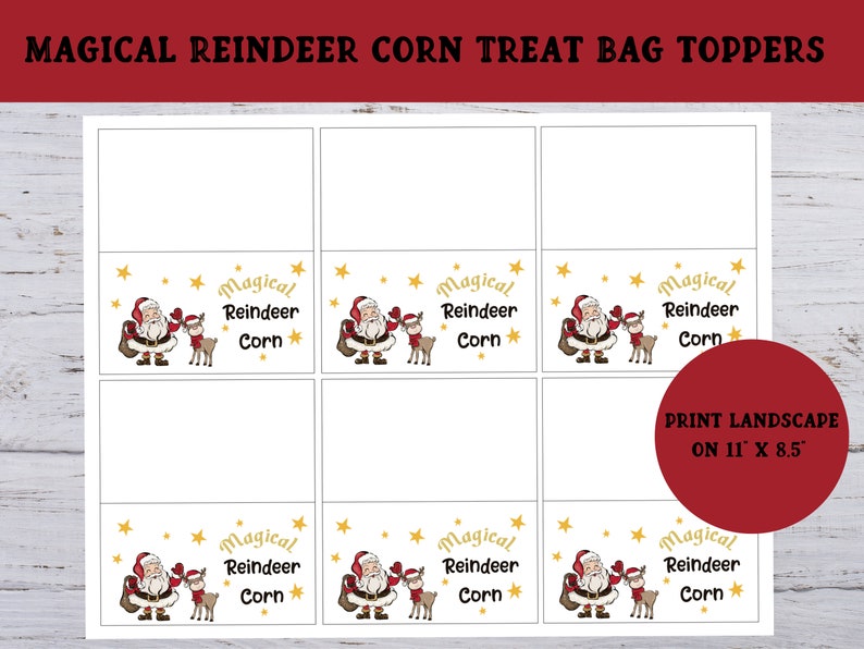 Printable Reindeer Treat Bag Toppers, Magical Reindeer Corn Christmas ...