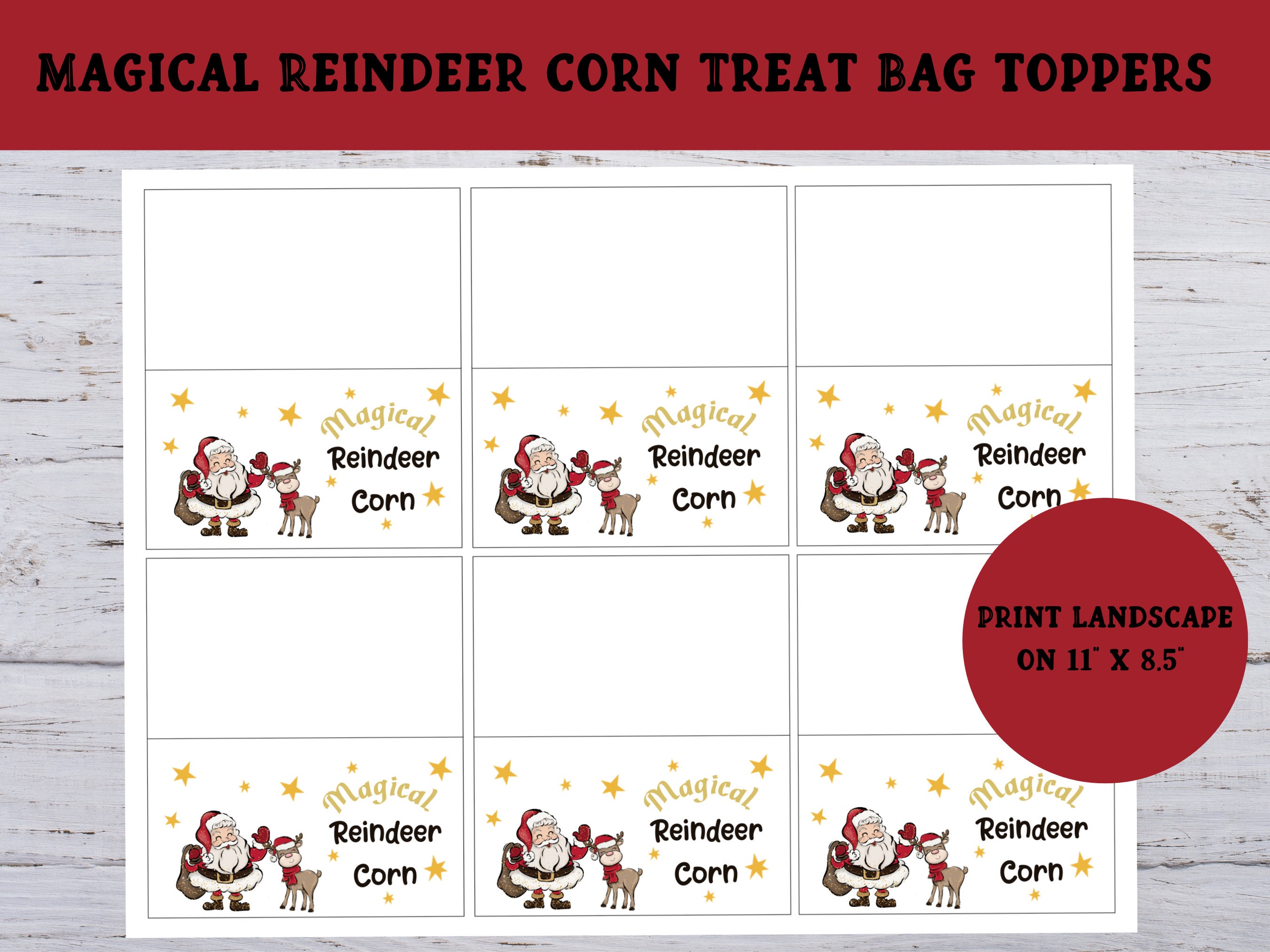 Printable Reindeer Treat Bag Toppers, Magical Reindeer Corn Christmas ...