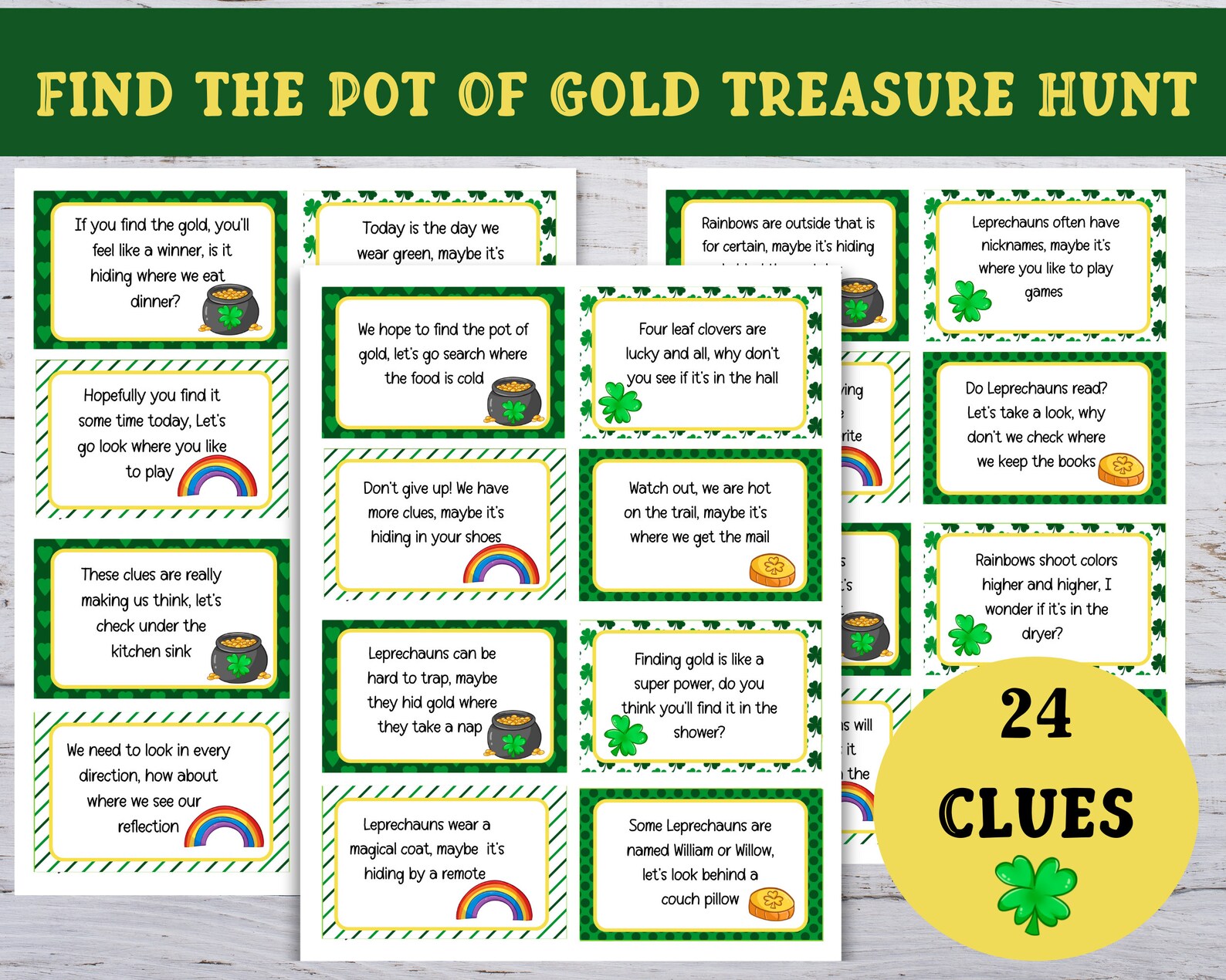 St Patrick's Day Treasure Hunt Game, Scavenger Hunt for Kids, Kids ...