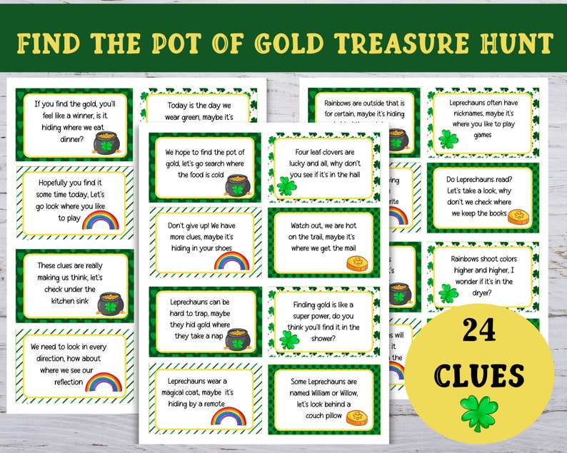 St Patrick's Day Treasure Hunt Game, Scavenger Hunt for Kids, Kids ...