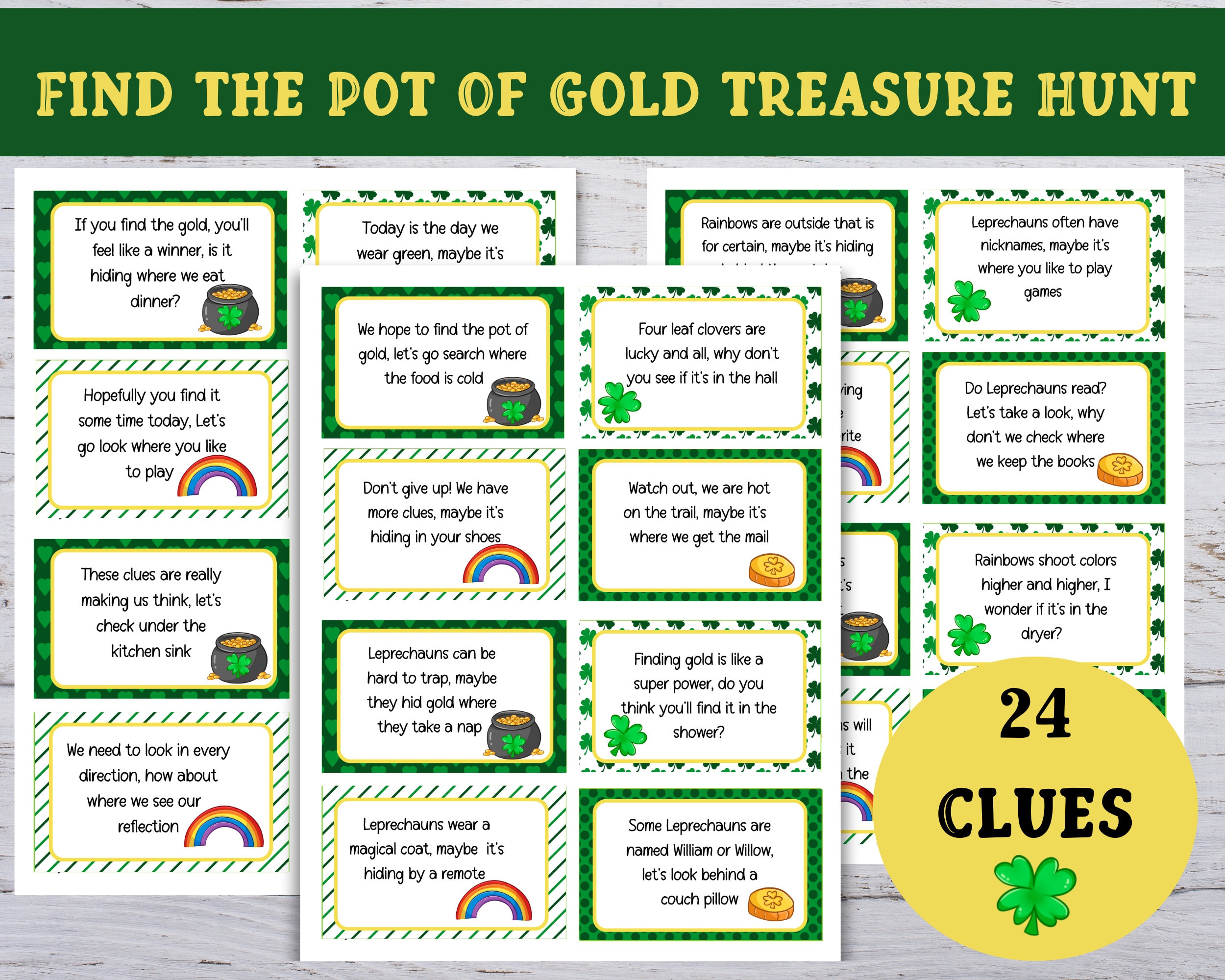 St Patrick's Day Treasure Hunt Game, Scavenger Hunt for Kids, Kids ...