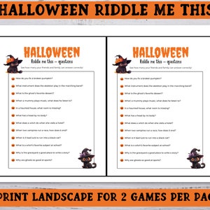Halloween Riddle Me This, Halloween Party Game, Party Game for Kids ...