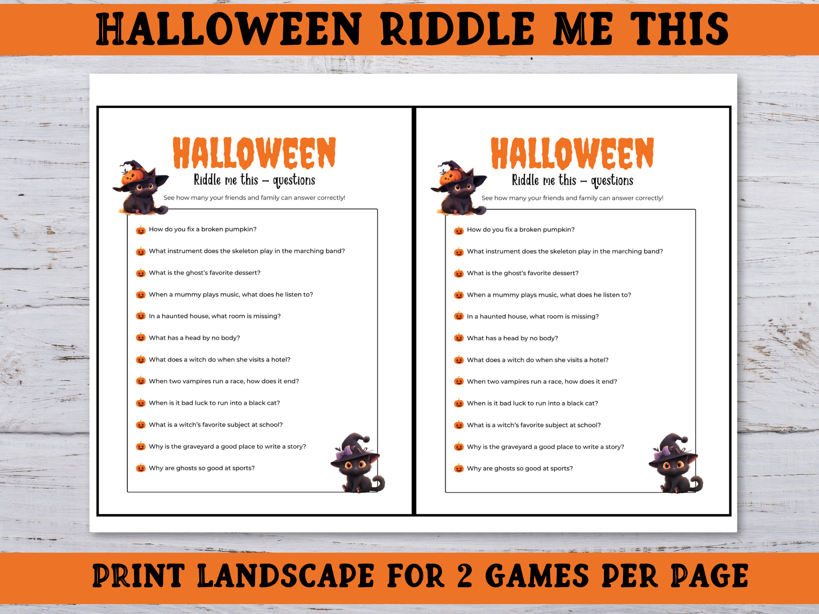Halloween Riddle Me This, Halloween Party Game, Party Game for Kids ...