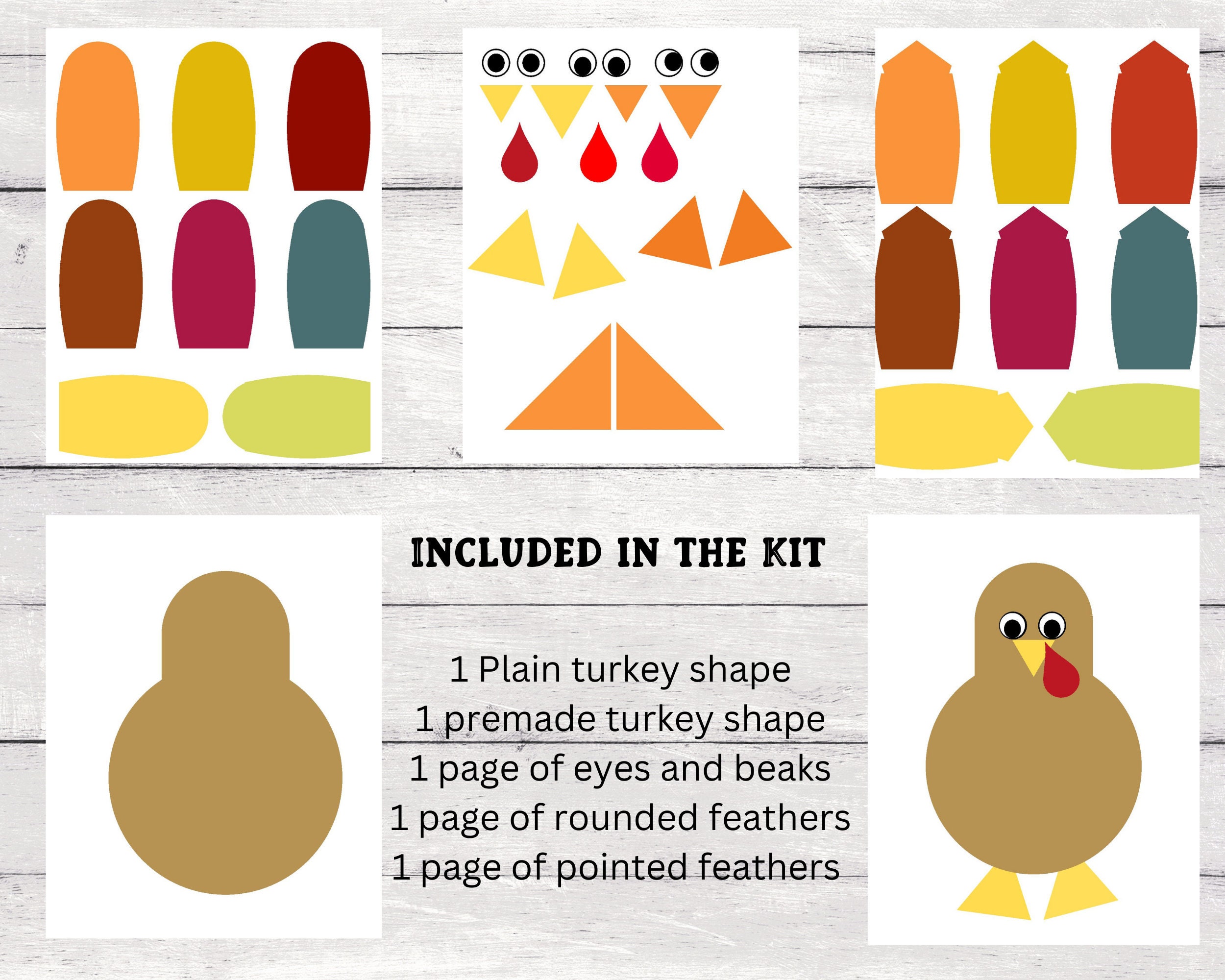 Thankful Turkey Craft Kit, Printable Thanksgiving Activity, Turkey ...