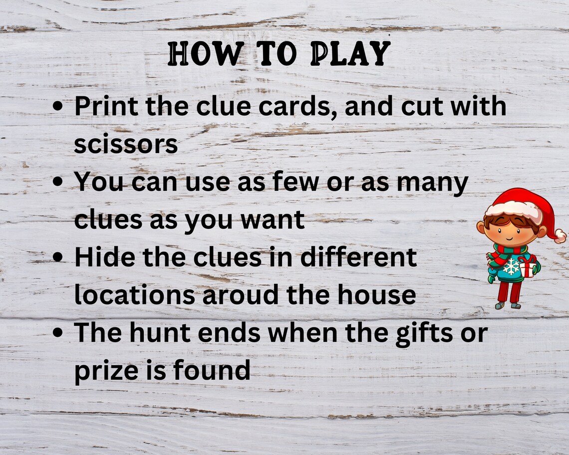 Printable Indoor Christmas Scavenger Hunt Christmas Treasure - Etsy