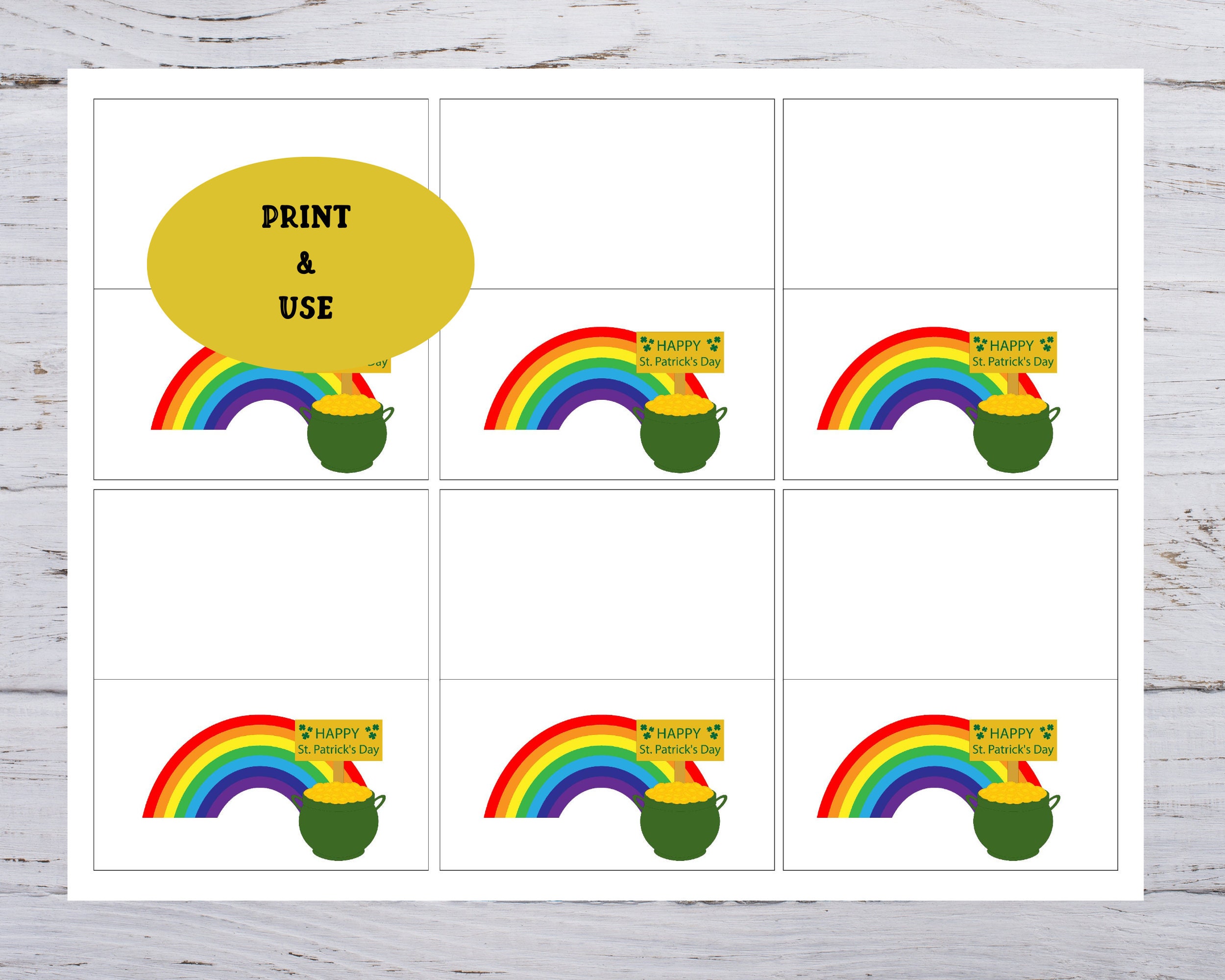 St Patricks Day Rainbow Treat Bag Toppers. Printable Party Favors ...