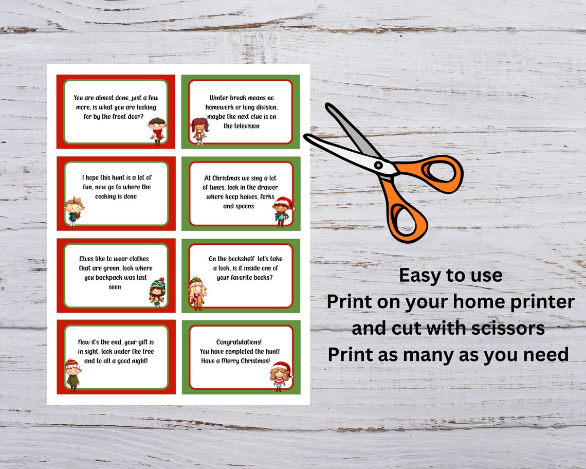 Printable Indoor Christmas Scavenger Hunt, Christmas Treasure Hunt ...