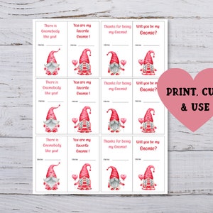 Printable Gnome Valentine Cards, Printable Valentines for Kids, Gnome ...