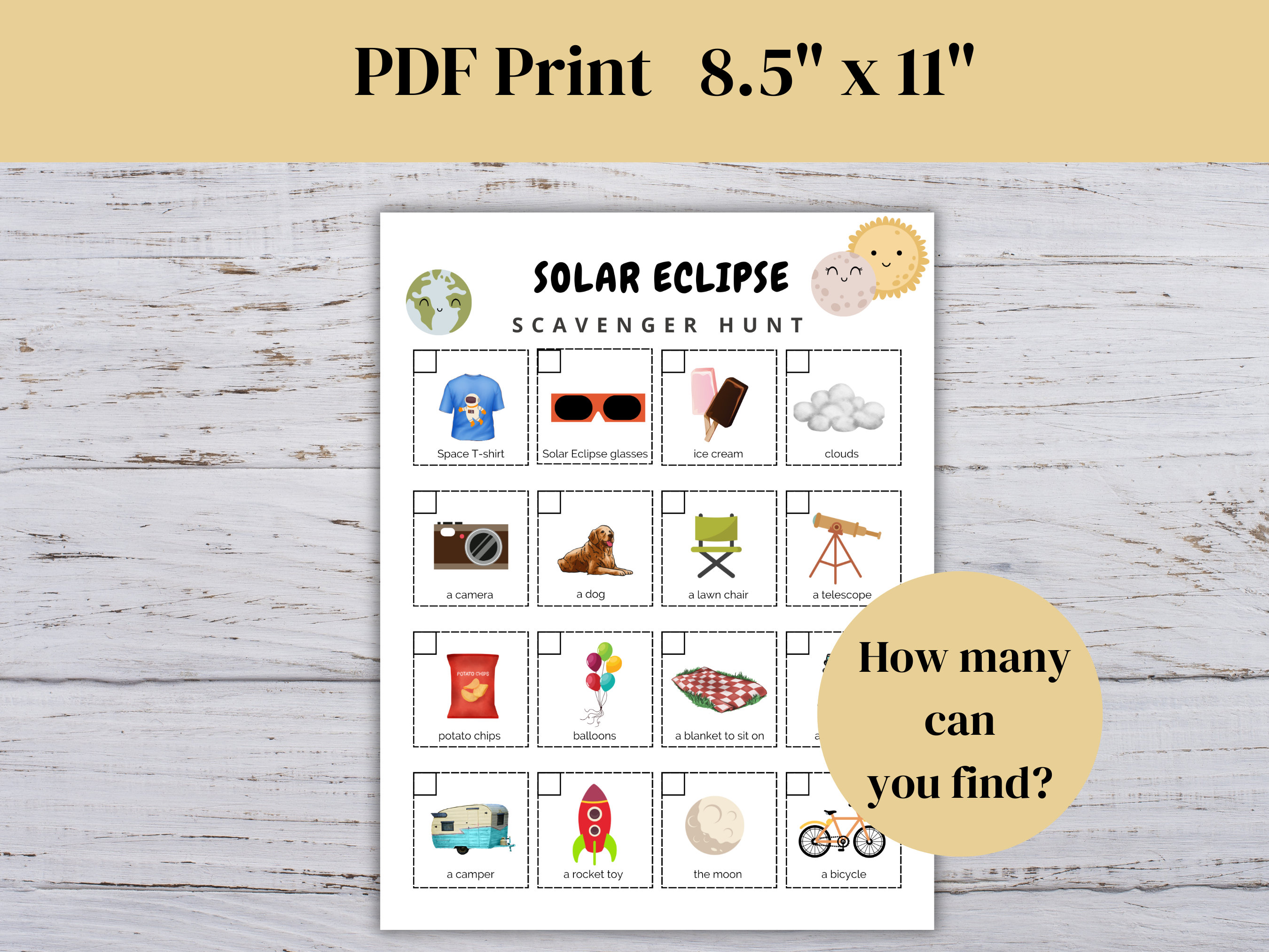 Solar Eclipse Scavenger Hunt, Solar Eclipse Party Game, Solar Eclipse ...