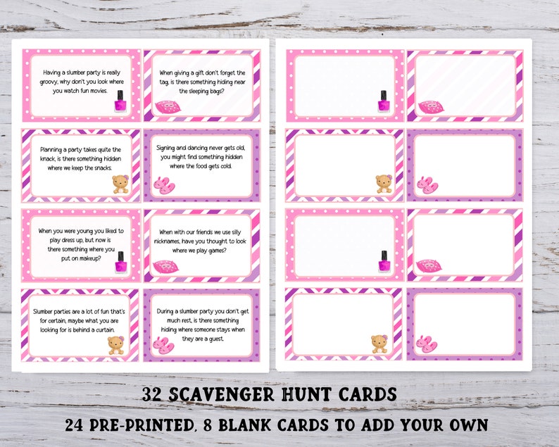 Pink Slumber Party Treasure Hunt, Scavenger Hunt for Girls, Sleepover ...