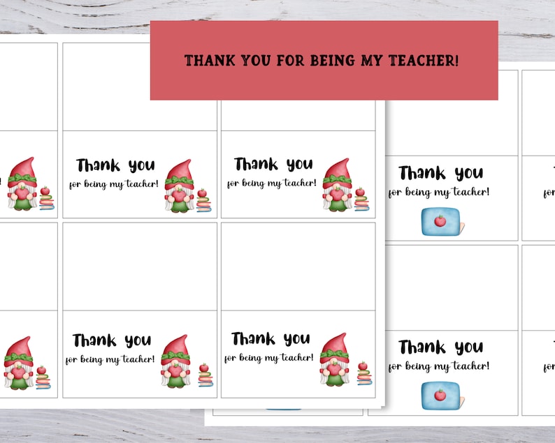 Printable Teacher Appreciation Treat Bag Toppers, Gnome Treat Bag ...